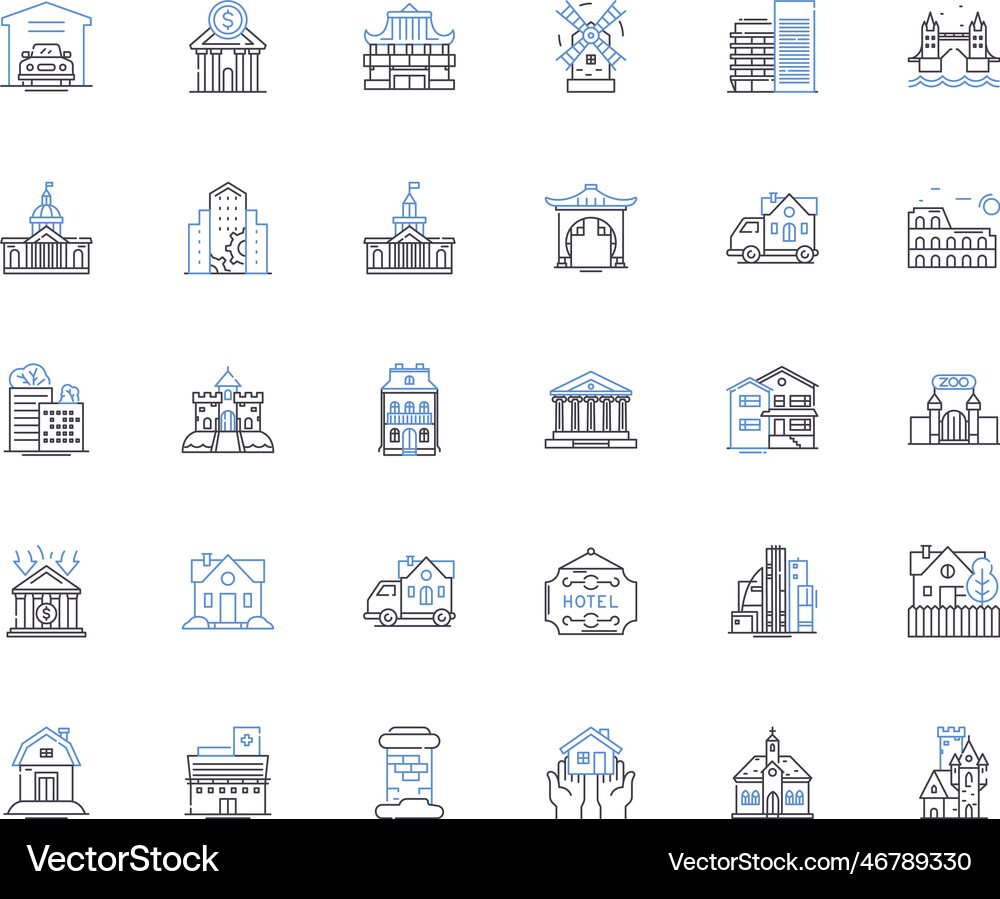 Building industry line icons collection Royalty Free Vector