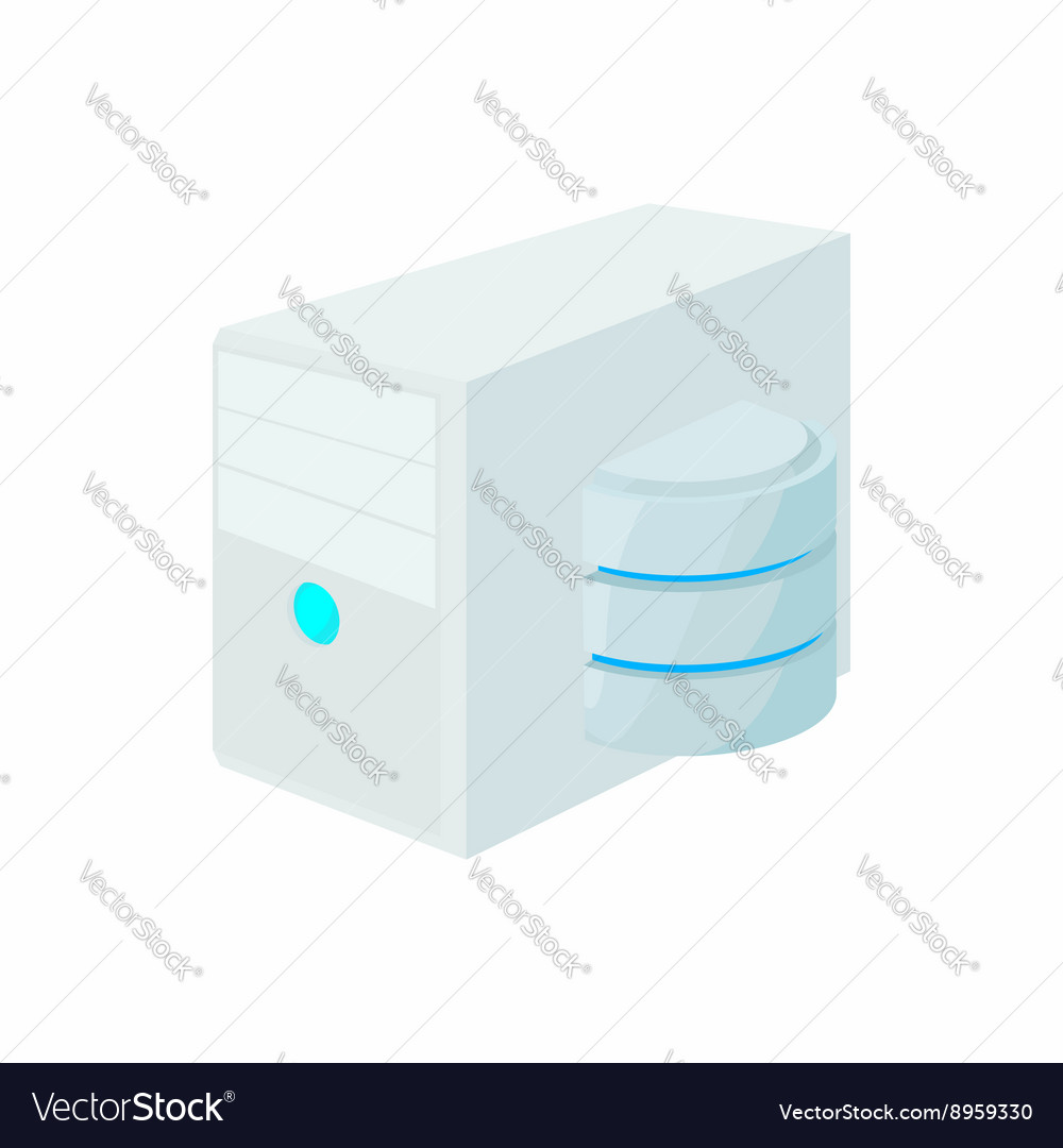 Database of computer icon cartoon style Royalty Free Vector