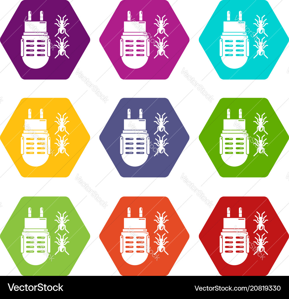 Electric mosquito icons set 9 Royalty Free Vector Image