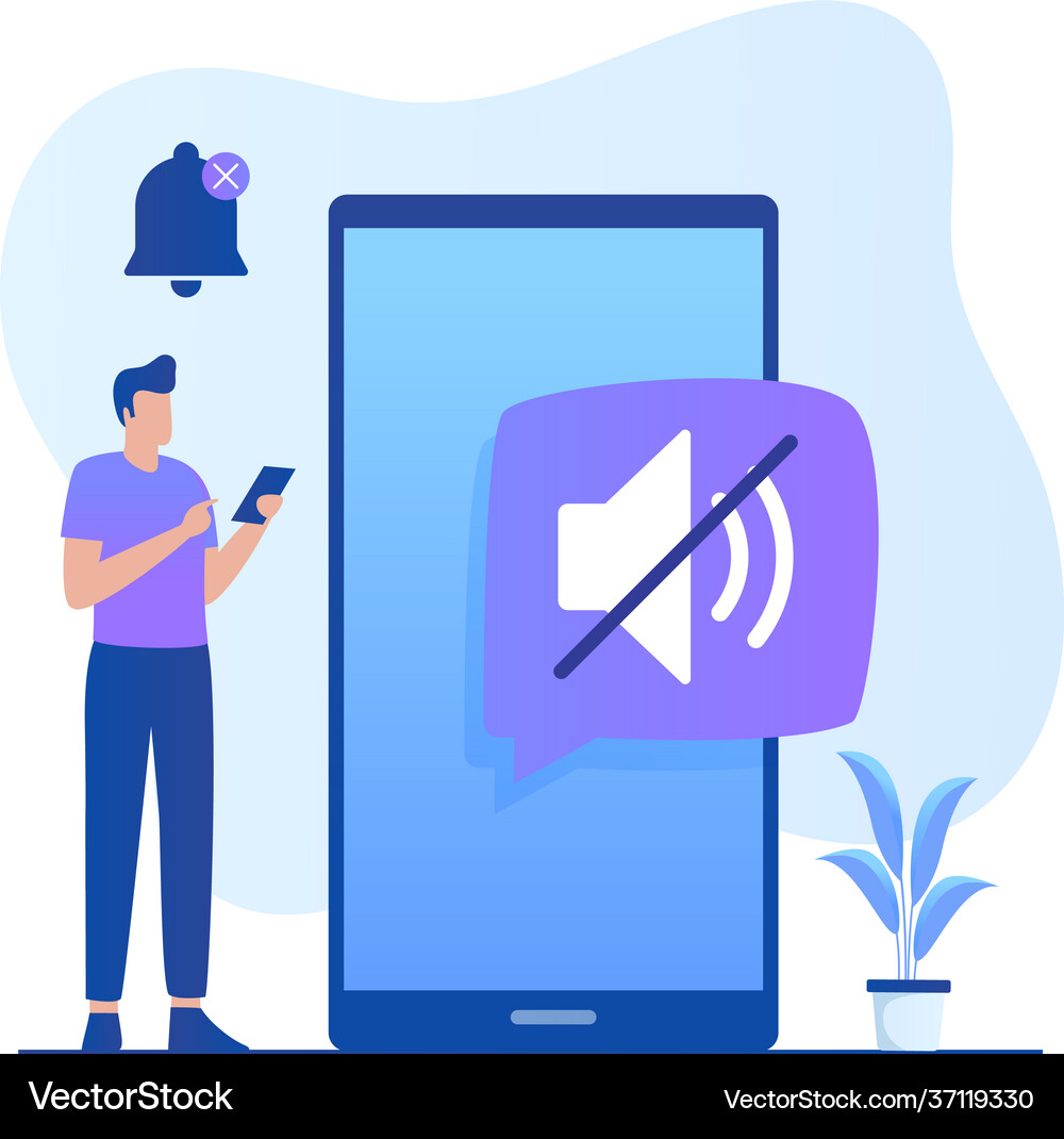 Flat silent mode concept design Royalty Free Vector Image