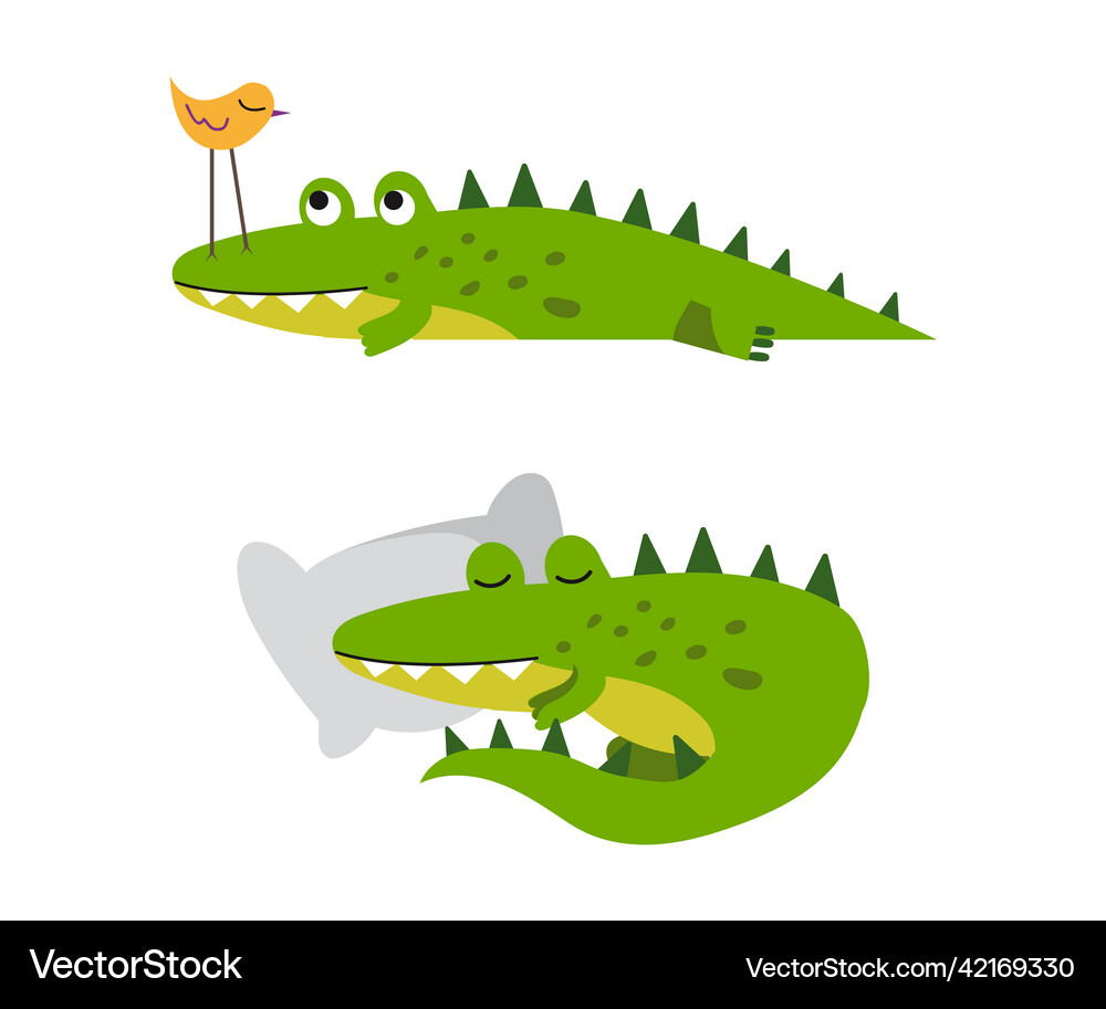 Funny friendly crocodile in everyday activities Vector Image