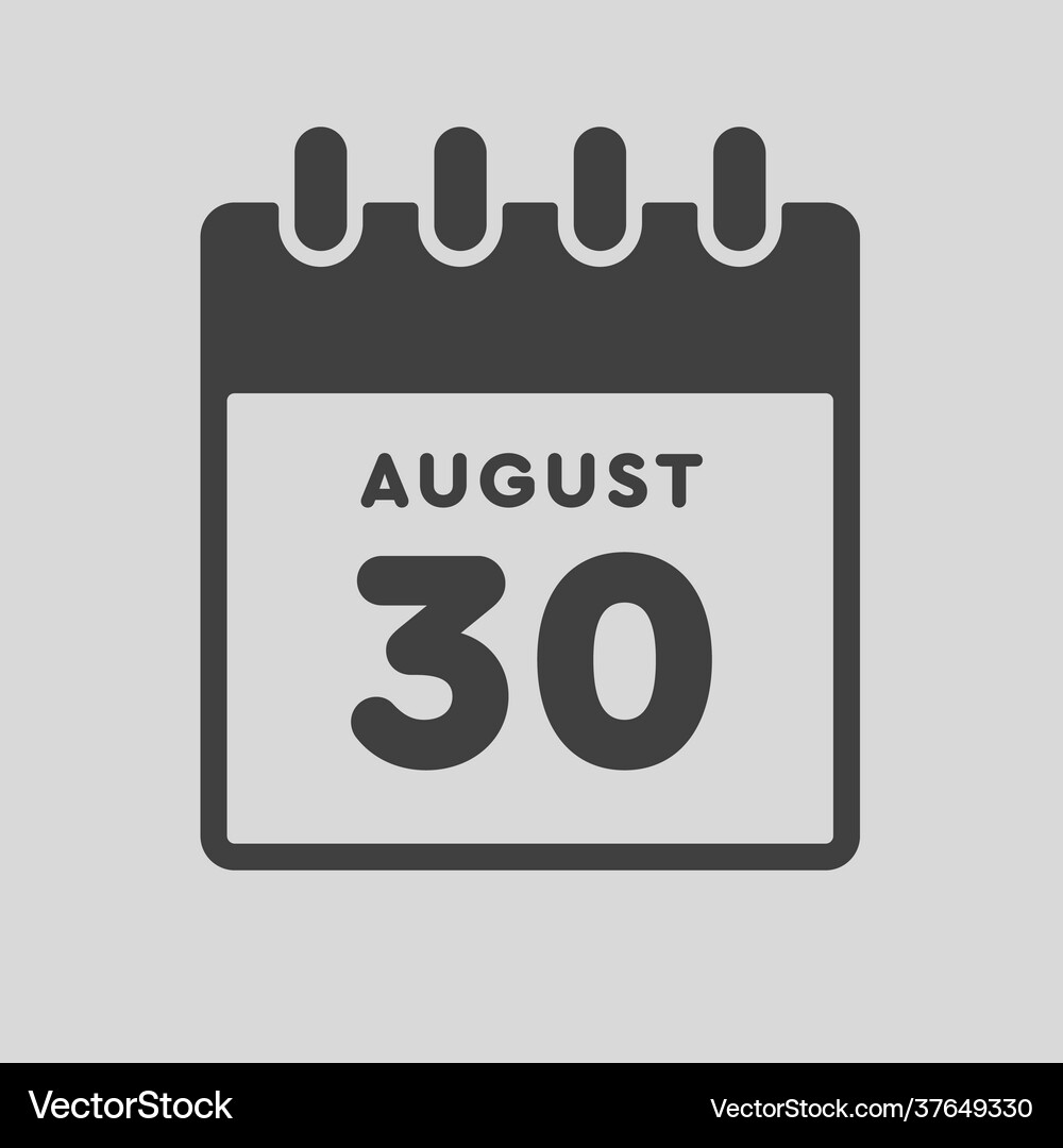 Icon day date 30 august template calendar page Vector Image