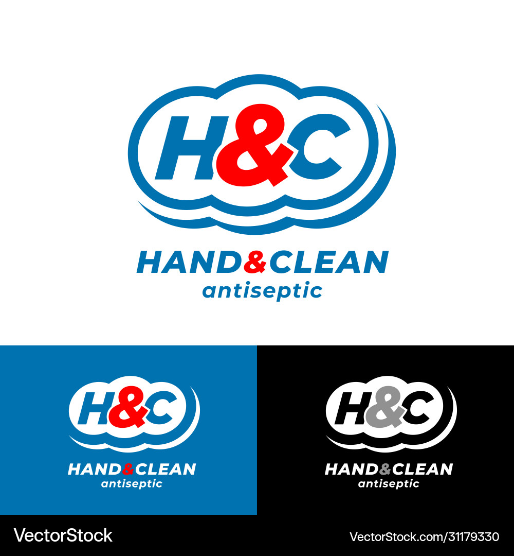 Logo hand clean h and c monogram antiseptic Vector Image