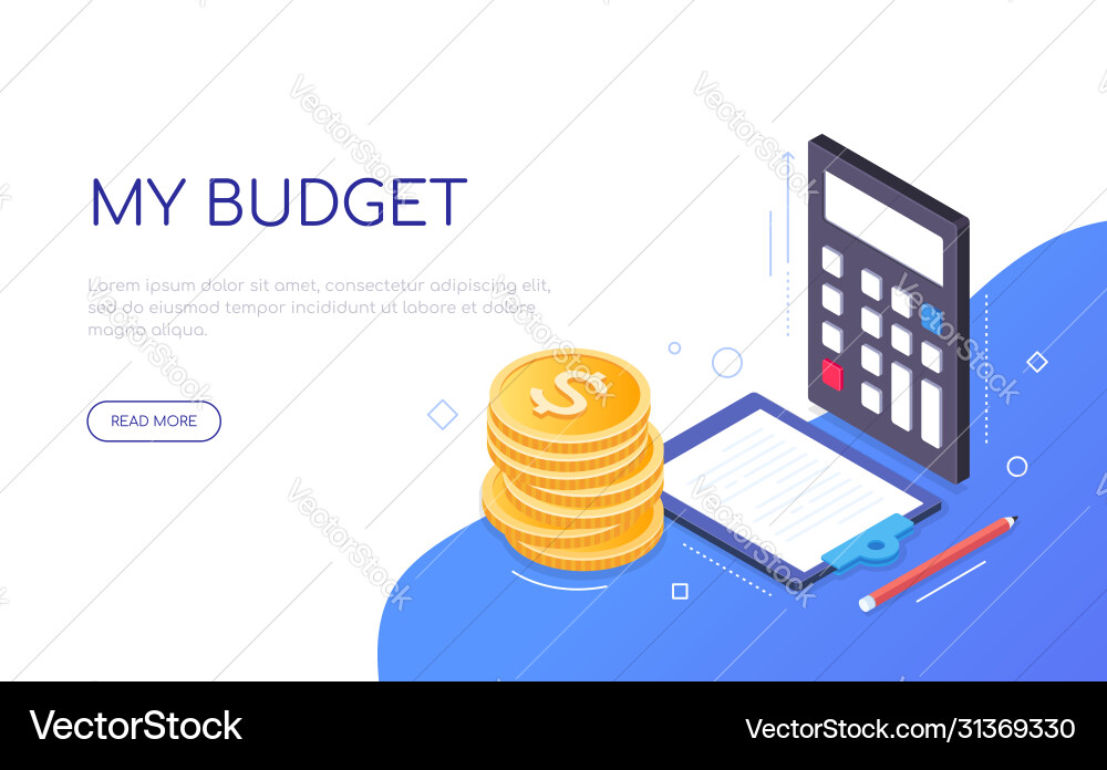 My budget - modern colorful isometric web banner Vector Image
