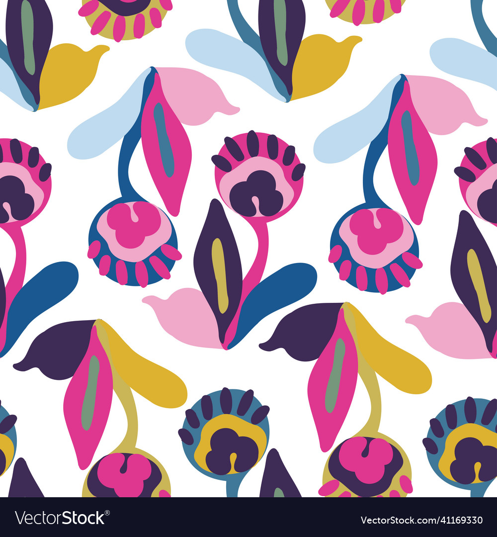 Seamless colorful design pattern botanical Vector Image