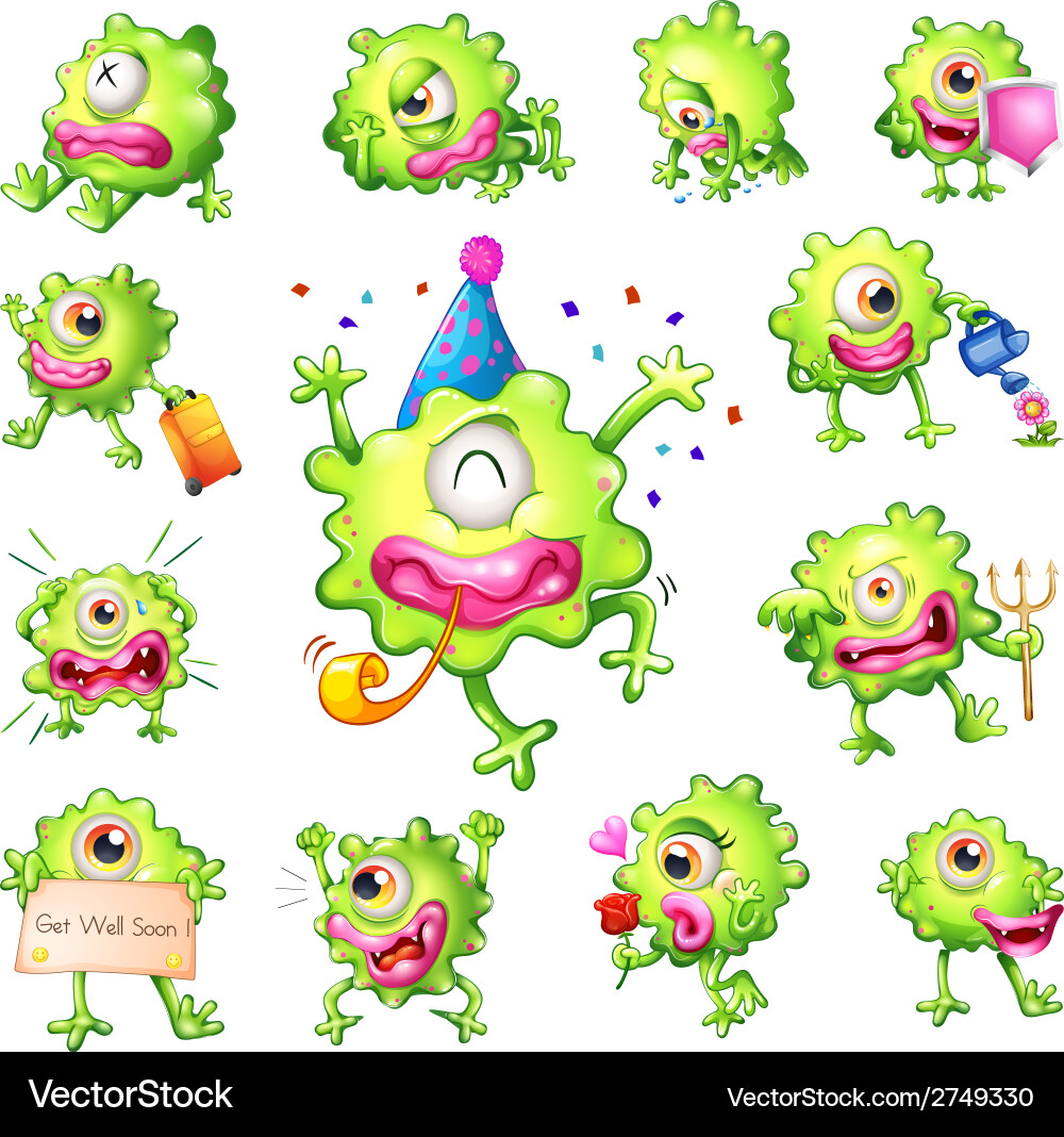 Set of green monsters Royalty Free Vector Image