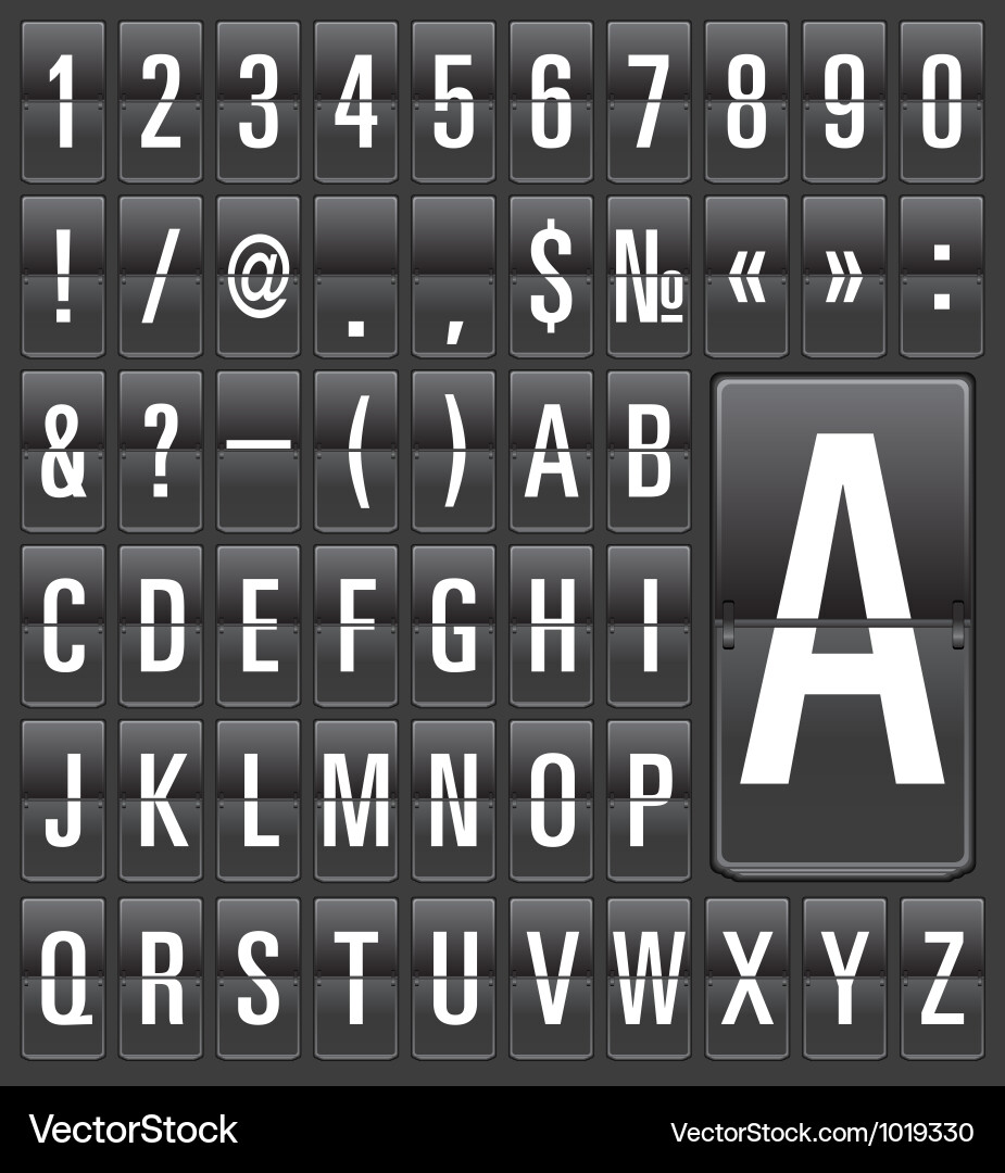 Set of letters on a mechanical timetable Vector Image