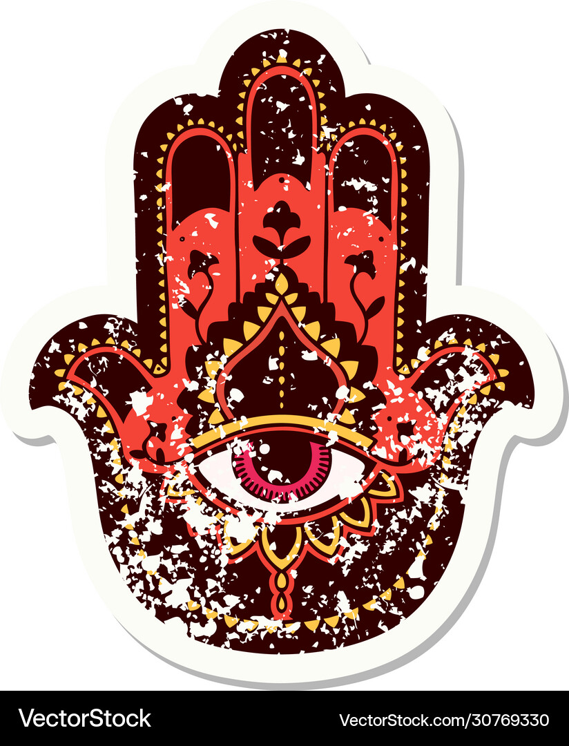 Traditional distressed sticker tattoo a hamza Vector Image