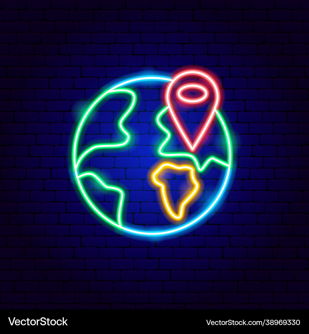 Travel destination neon sign Royalty Free Vector Image