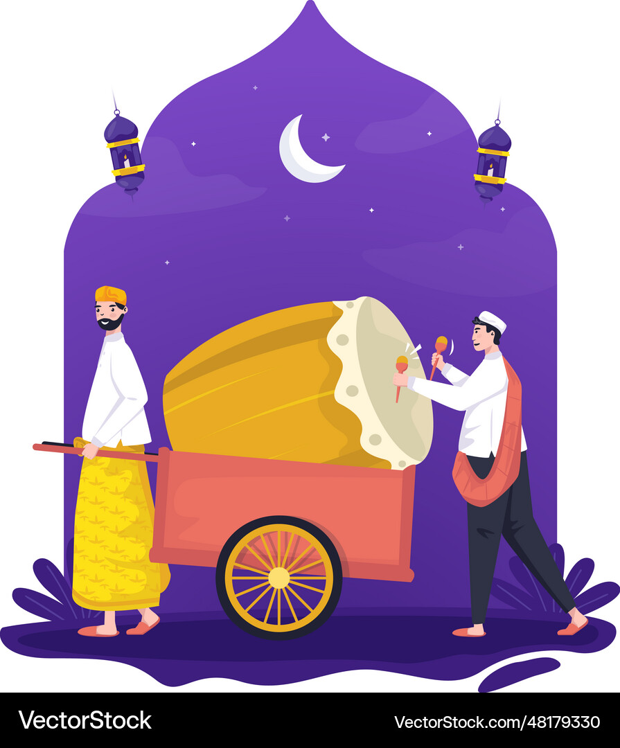 Wake up call tradition for ramadan sahur Vector Image