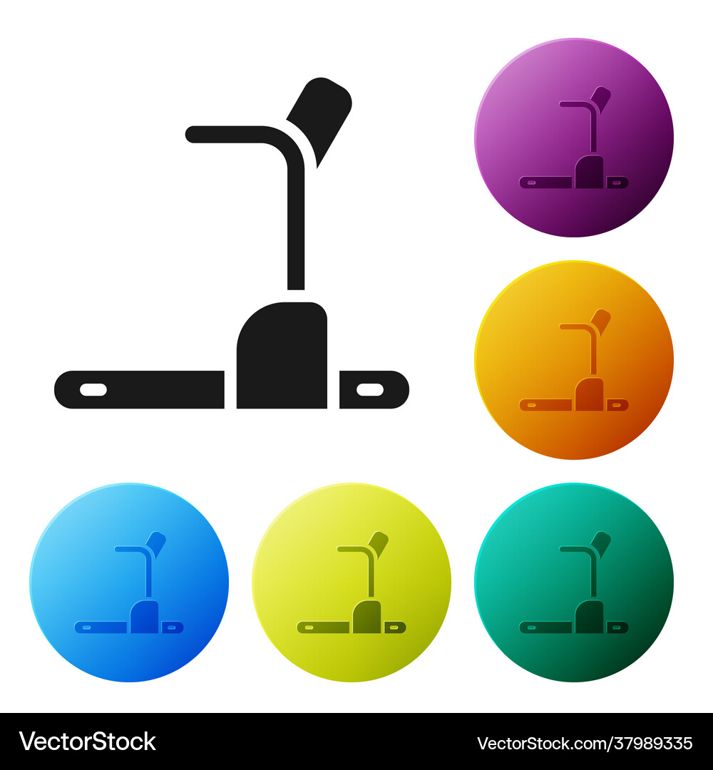 Black treadmill machine icon isolated on white Vector Image