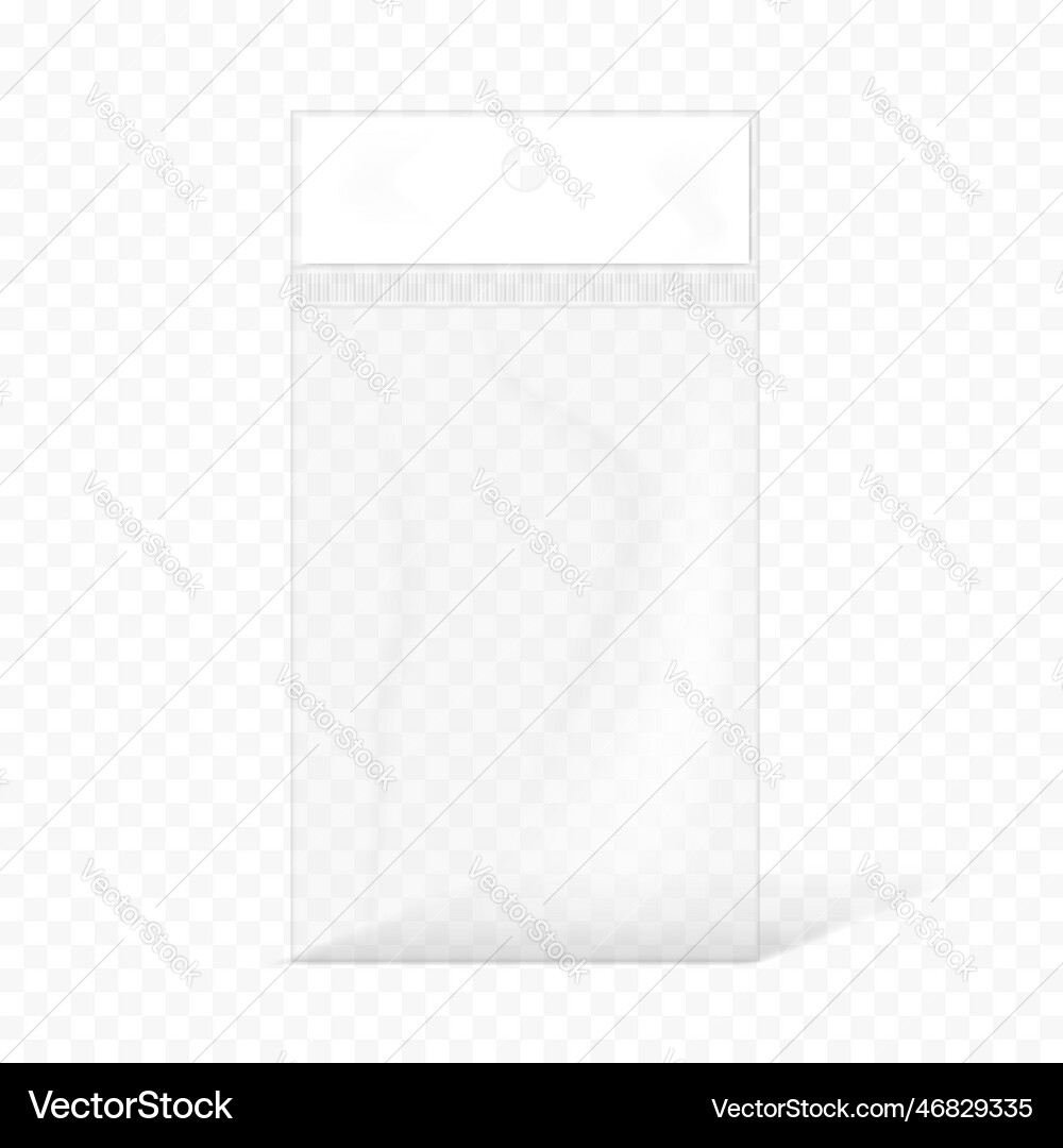 Clear packaging pouch with hanging slot on Vector Image