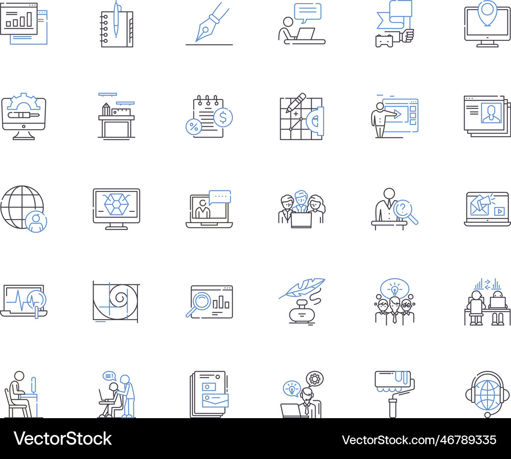 Corporate gathering line icons collection Vector Image