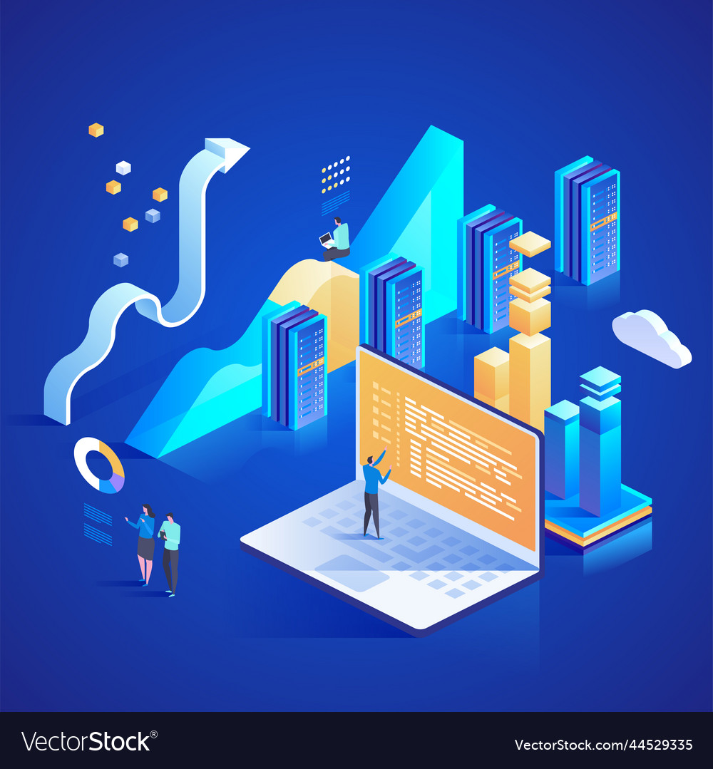Datacenter services isometric for landing page Vector Image
