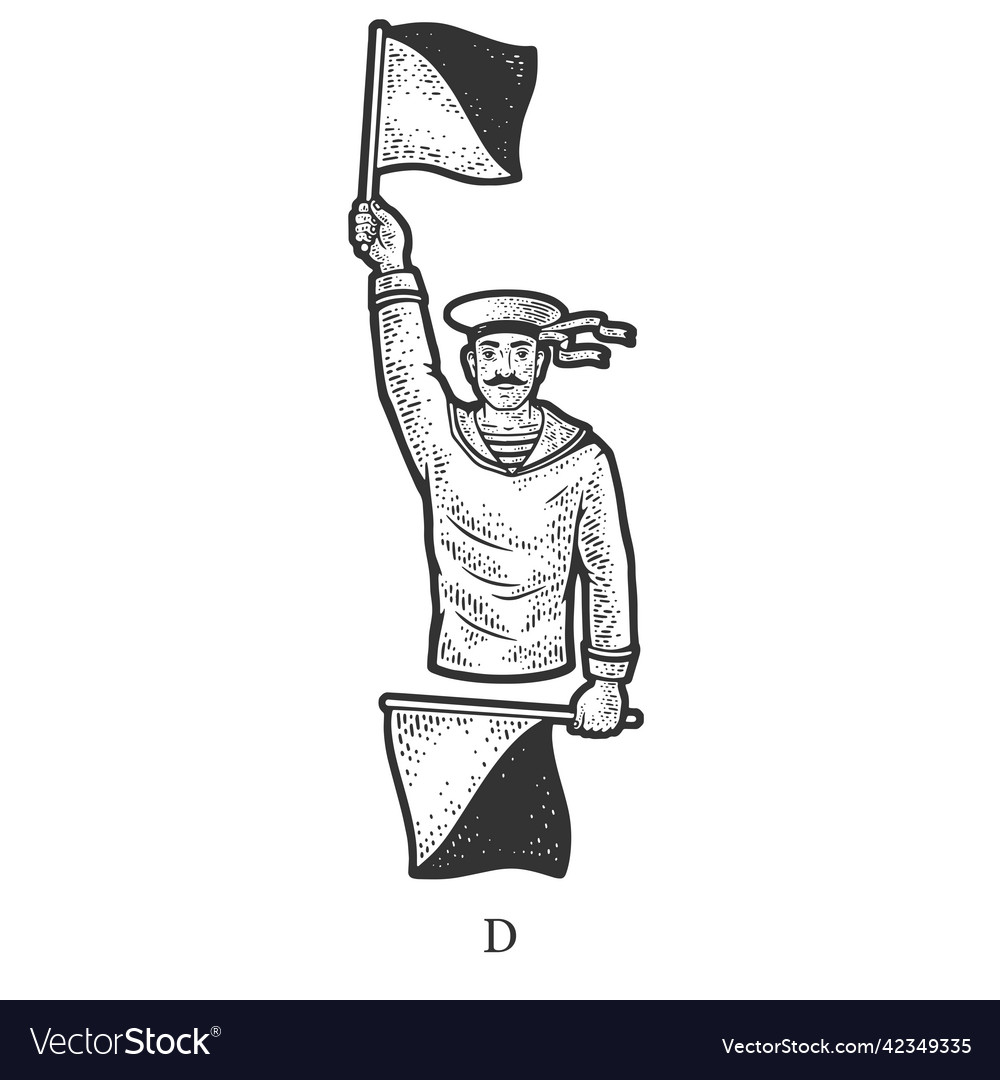 Flag semaphore letter d sketch Royalty Free Vector Image Flag semaphore letter d sketch Royalty Free Vector Image