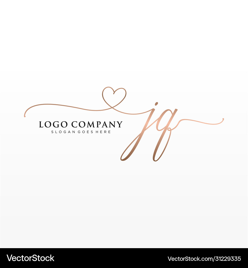 Initial jq beauty monogram and elegant logo design