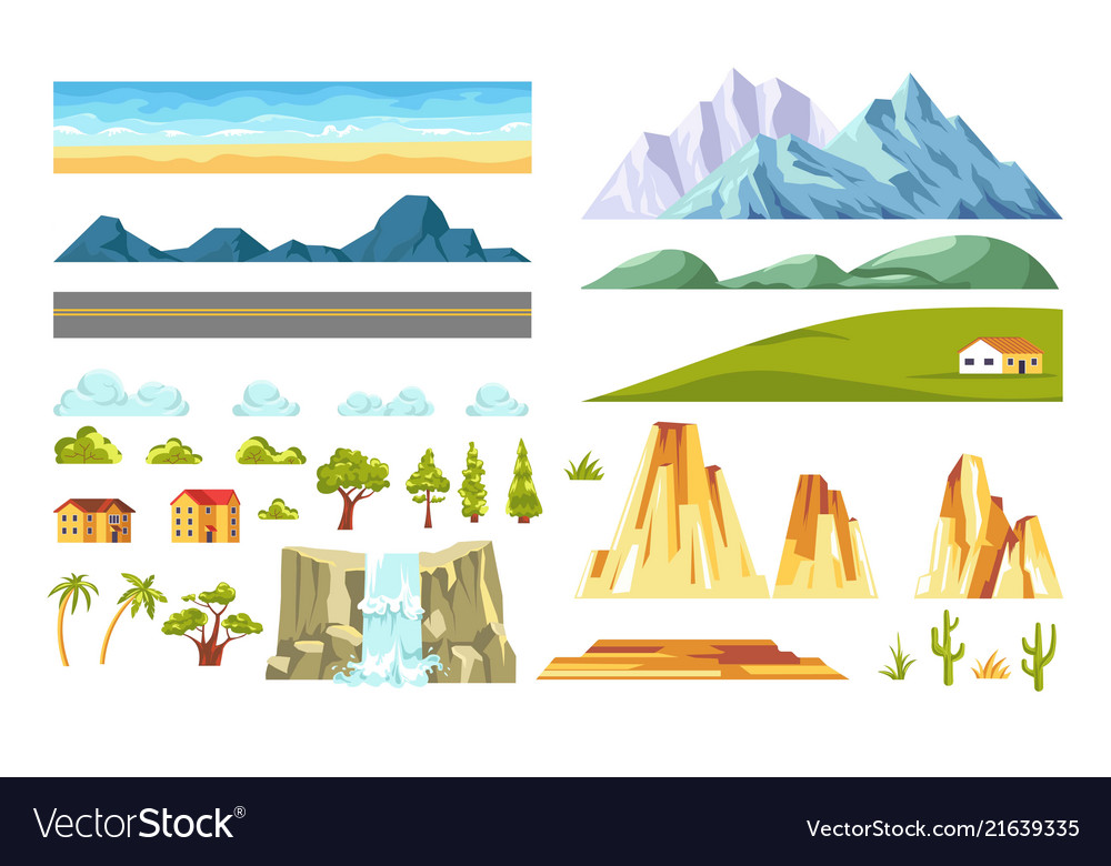 Landscape constructor isolated elements Royalty Free Vector