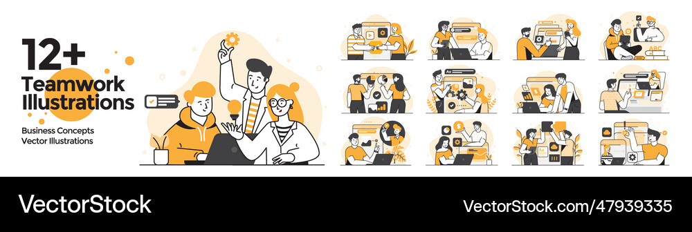 Modern colorful teamwork concept set Royalty Free Vector