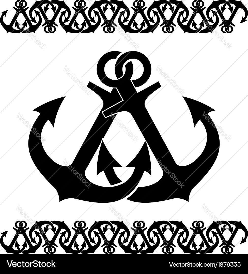 Nautical border crossed anchors Royalty Free Vector Image