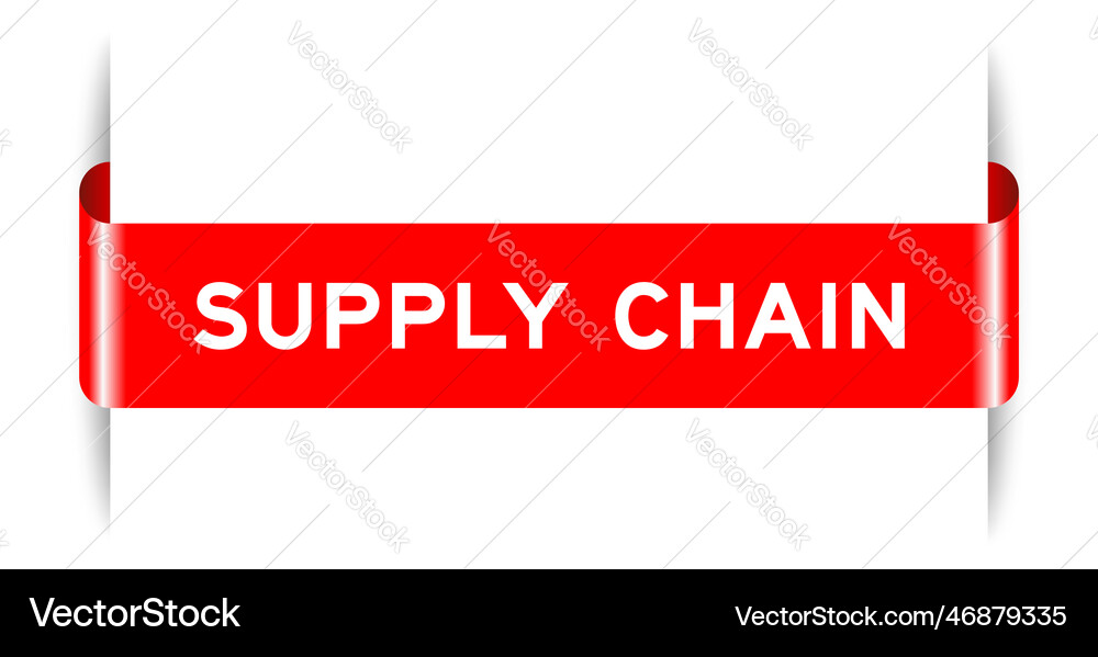 Red color inserted label banner with word supply Vector Image