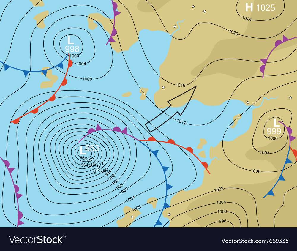 Storm System Map Royalty Free Vector Image - VectorStock