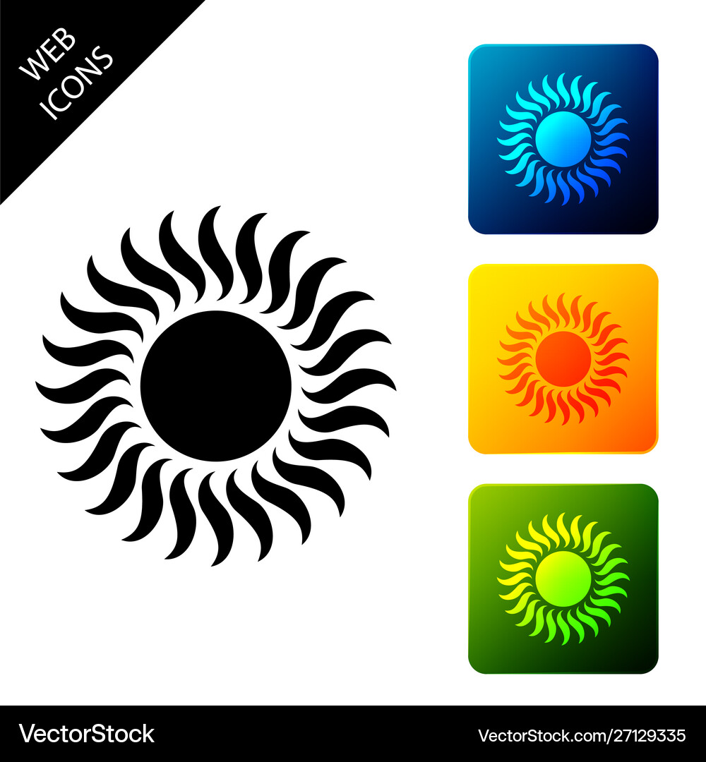 Sun icon isolated on white background set icons Vector Image