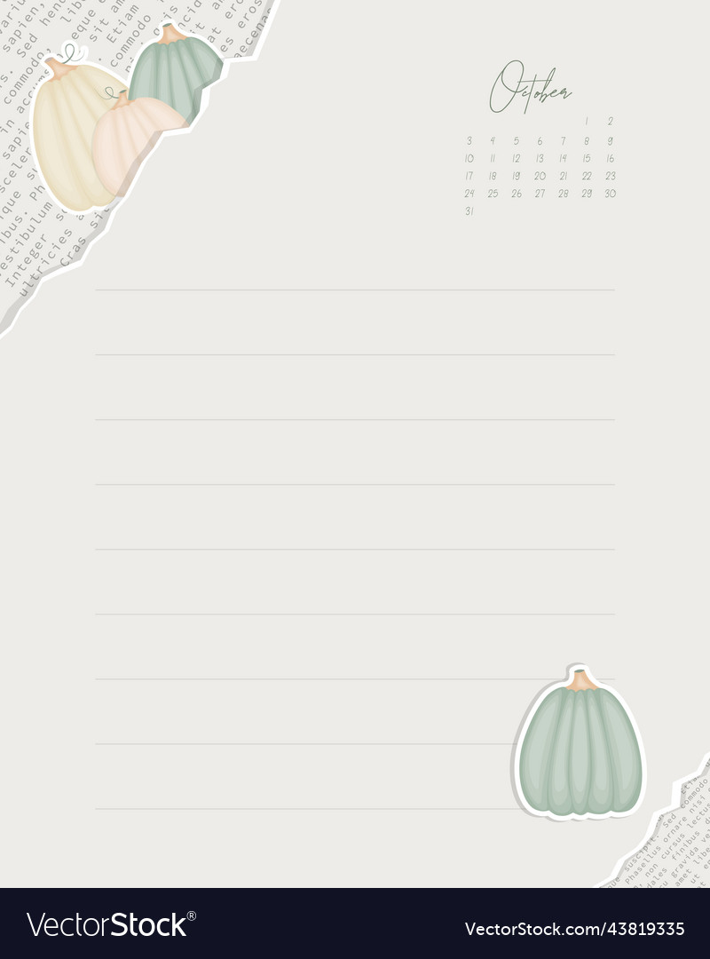Template blank with october 2022 calendar vintage Vector Image Template blank with october 2022 calendar vintage Vector Image