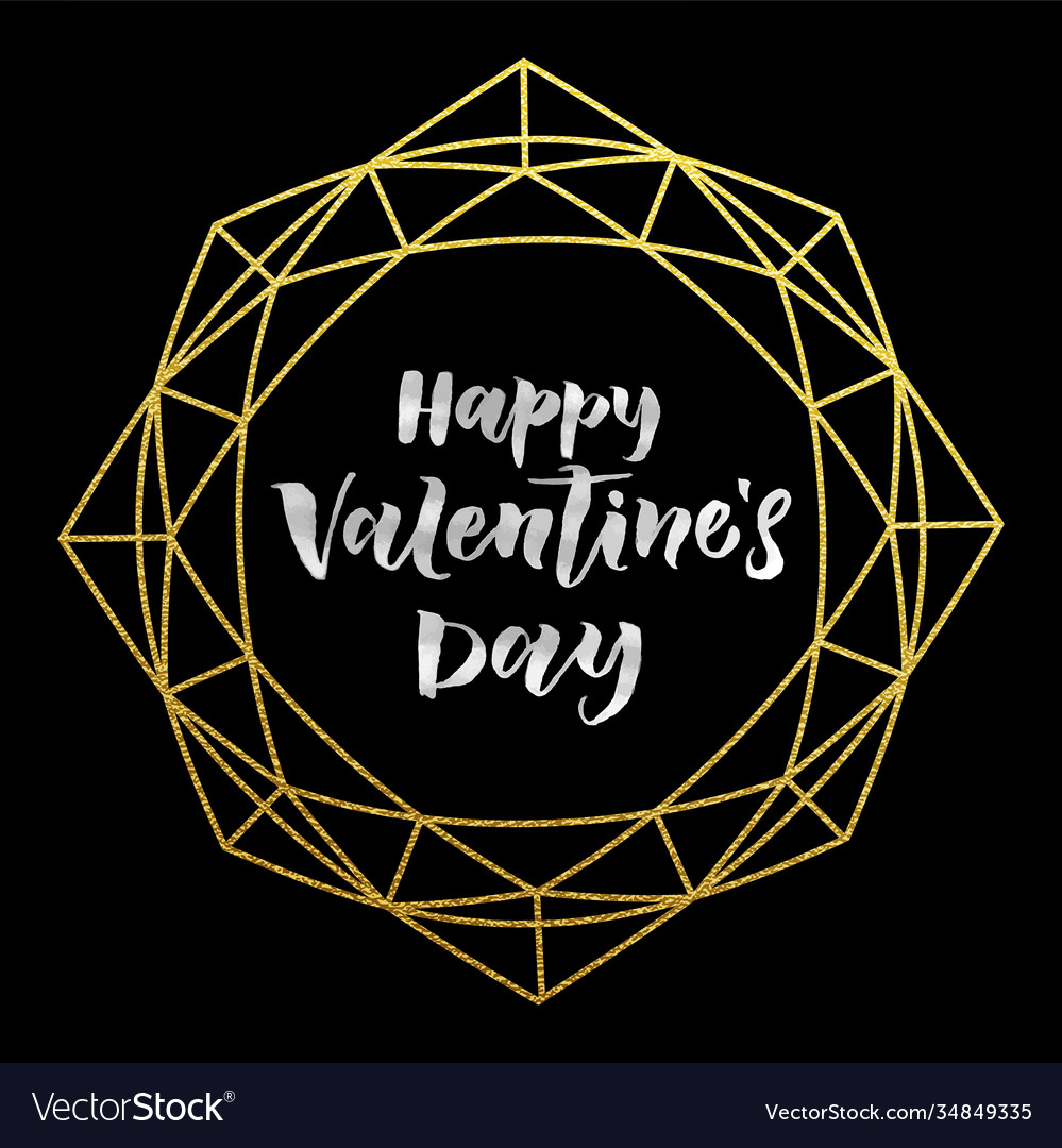 Valentine day gold love heart glitter greeting Vector Image