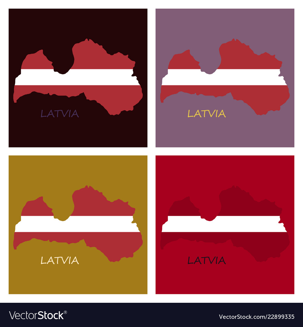 Waving fabric flag map of latvia Royalty Free Vector Image