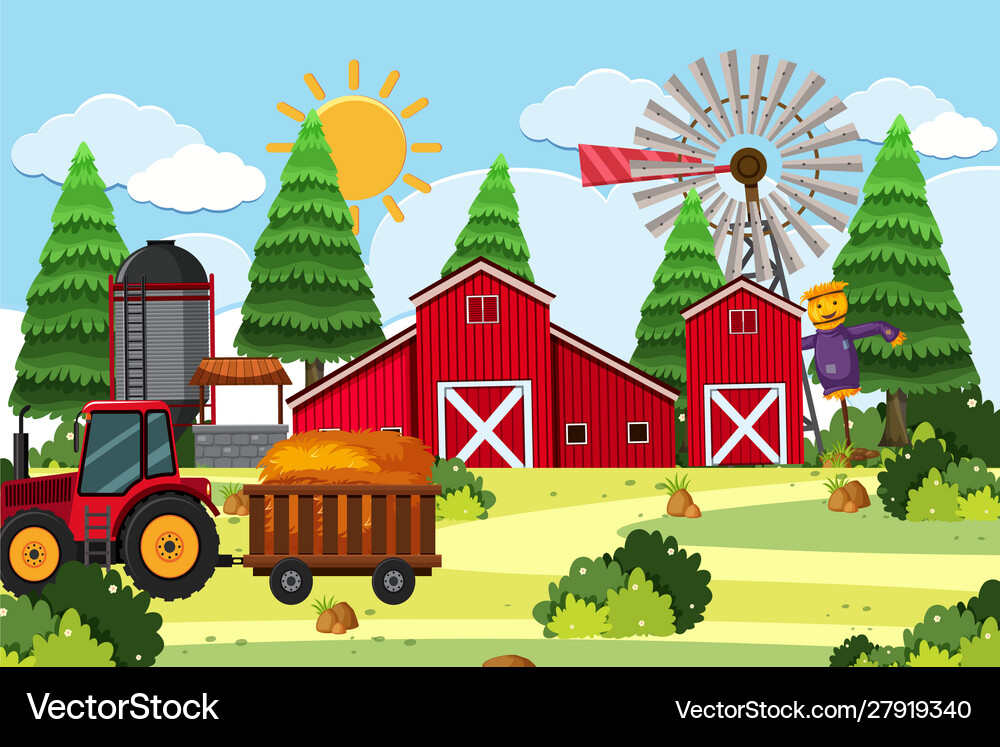 An outdoor scene with farm Royalty Free Vector Image