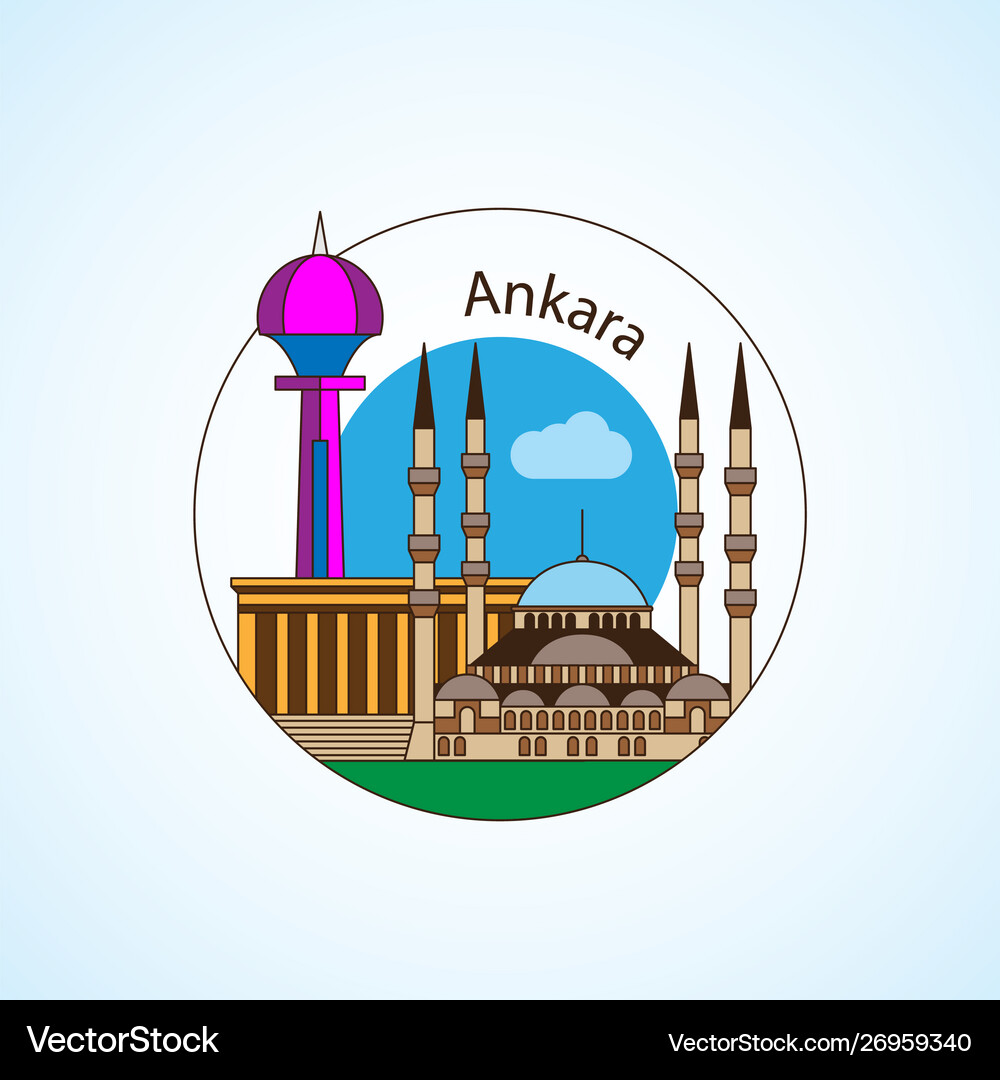 Ankara turkey detailed silhouette Royalty Free Vector Image