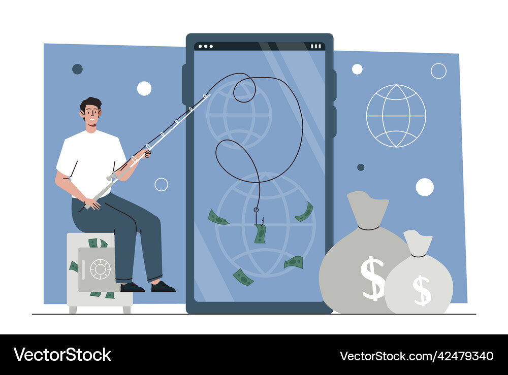 Concept of earning and working online Royalty Free Vector