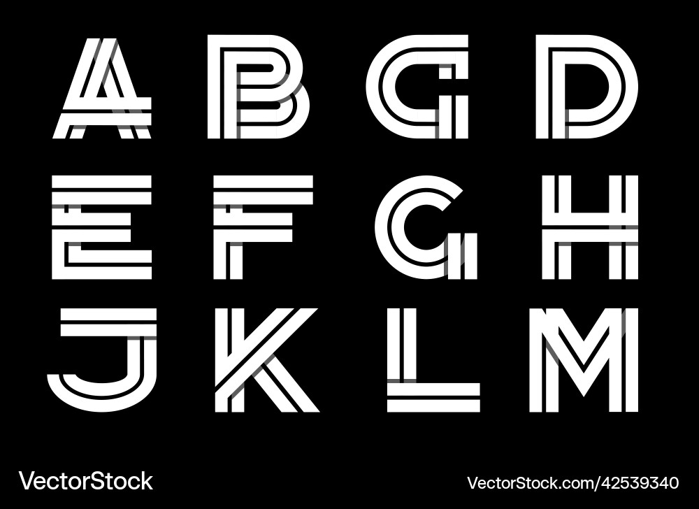 Decorative alphabet font with capital letters Vector Image