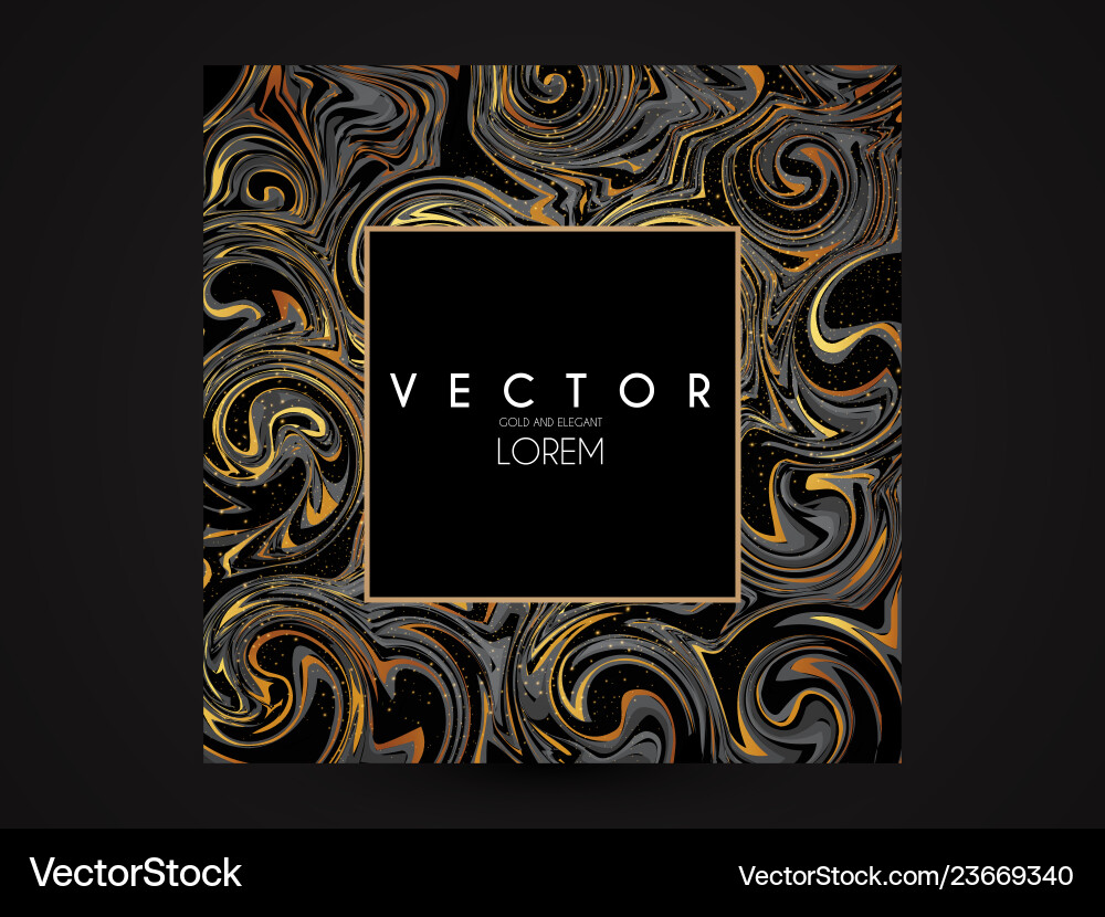 Elegant marble textured card template black grey Vector Image