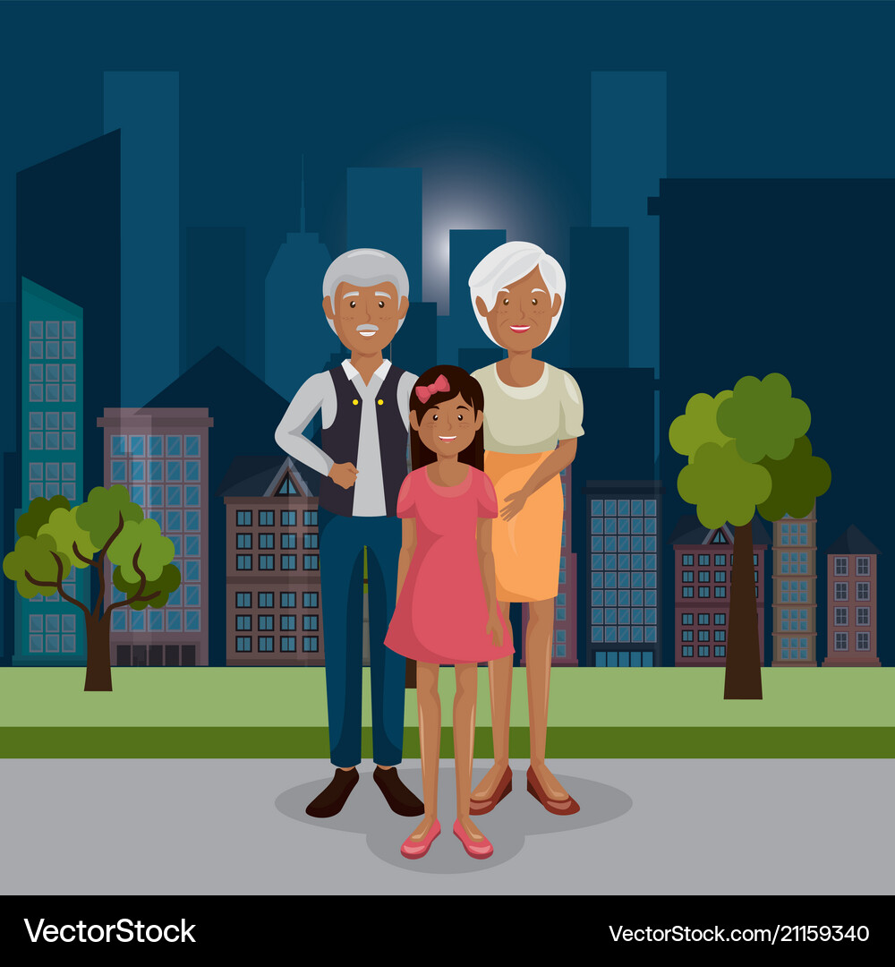 Family members outdoors characters Royalty Free Vector Image