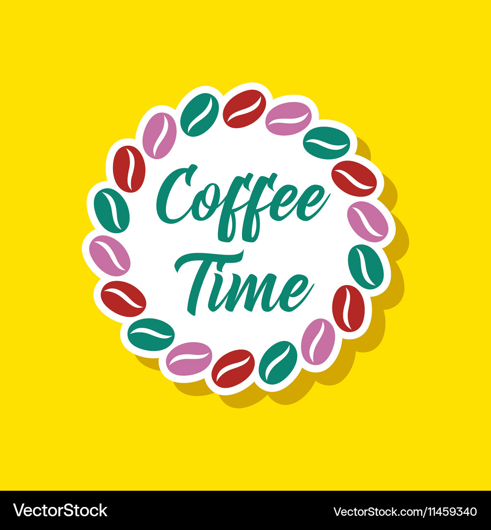Paper sticker on stylish background bean coffee Vector Image