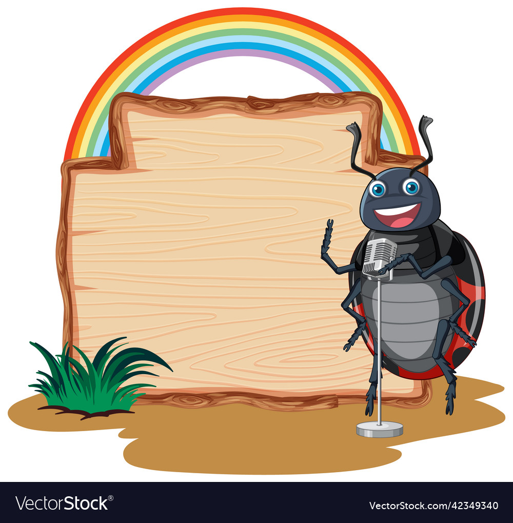 Sign board with beetle on white background Vector Image