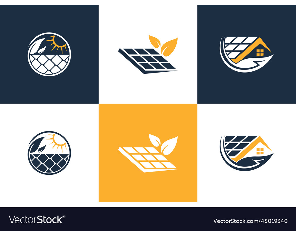 Solar tech logo design element collection Vector Image