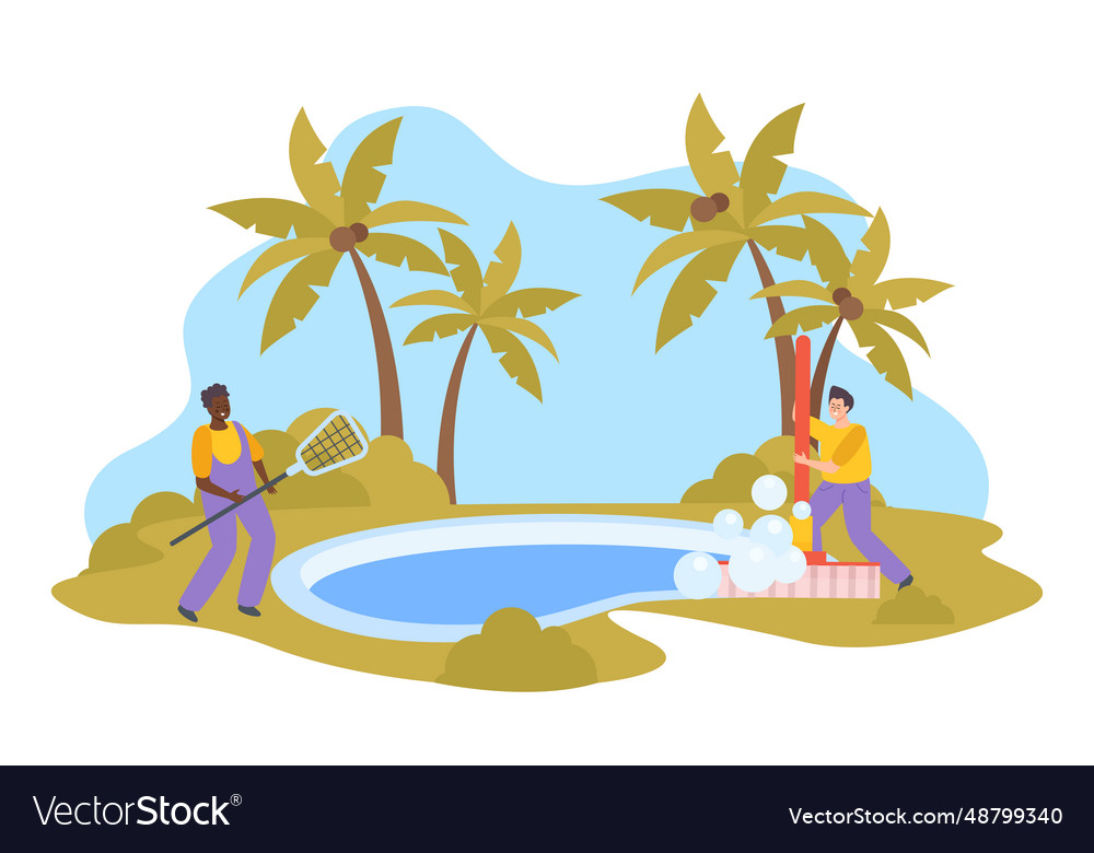 Swimming pool flat composition Royalty Free Vector Image