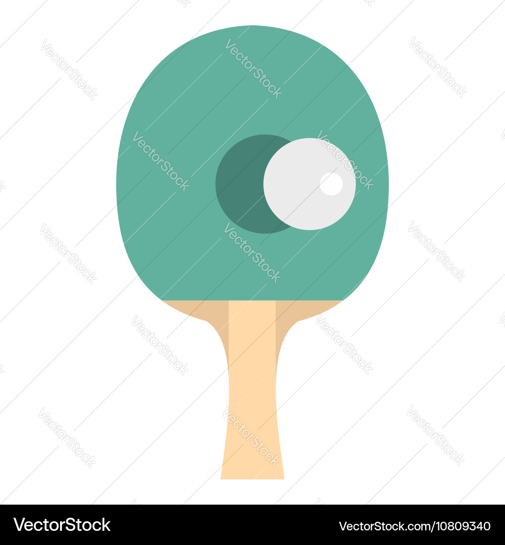 Table tennis racket with ball icon flat style Vector Image