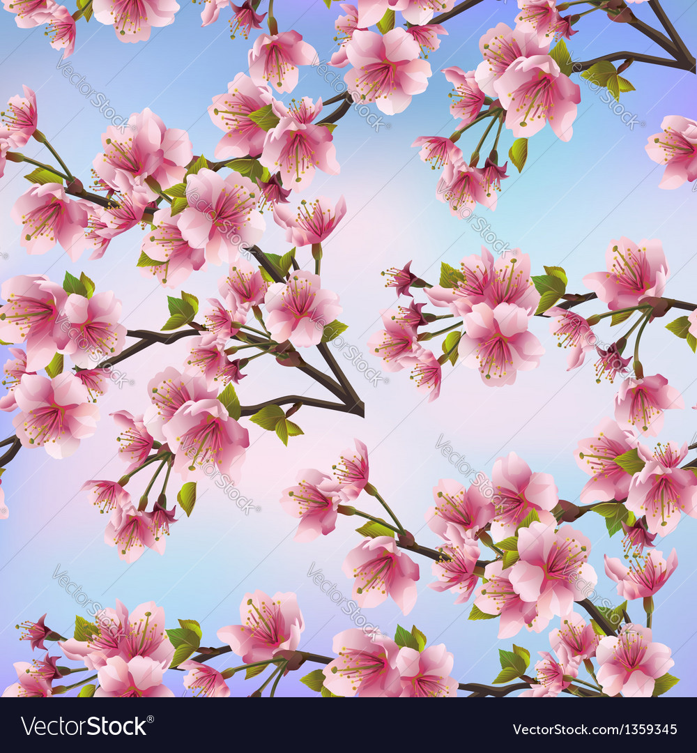 Background seamless pattern with sakura tree Vector Image