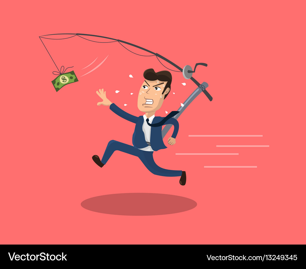 Businessman chasing cash Royalty Free Vector Image