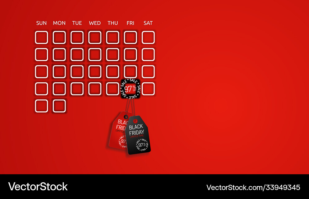 Calendar on a red background black friday Vector Image