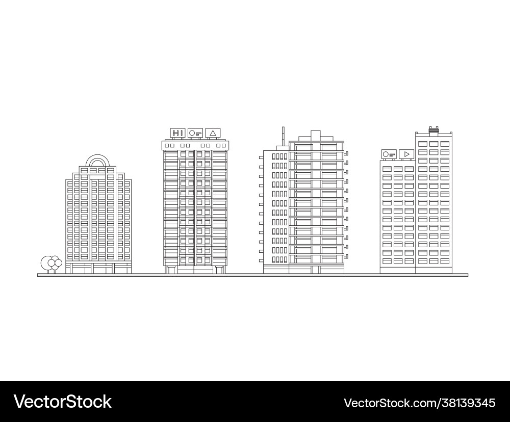 City skyline decorative isolated blueprint Vector Image