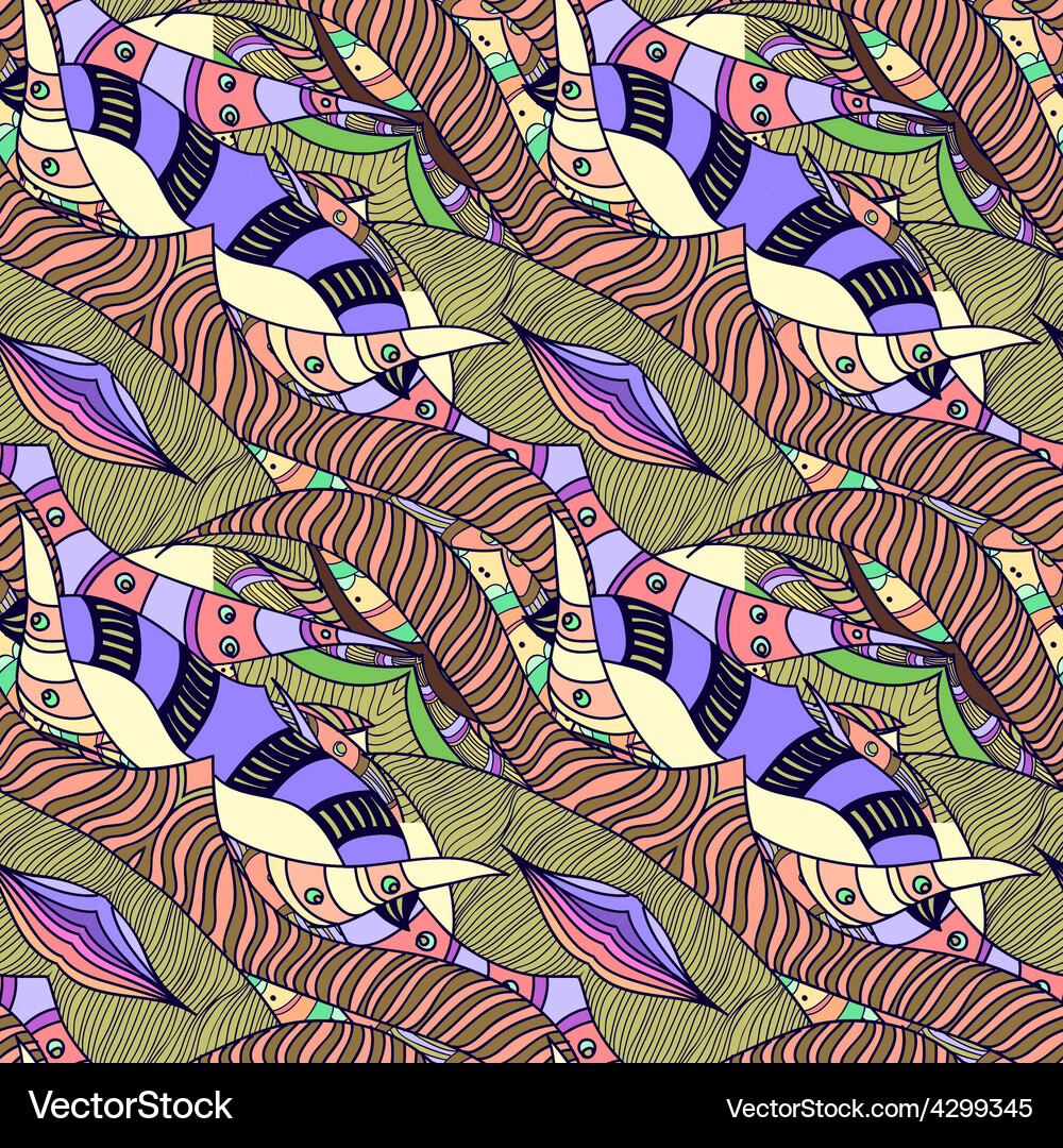 Decorative pattern of the plant and abstract Vector Image