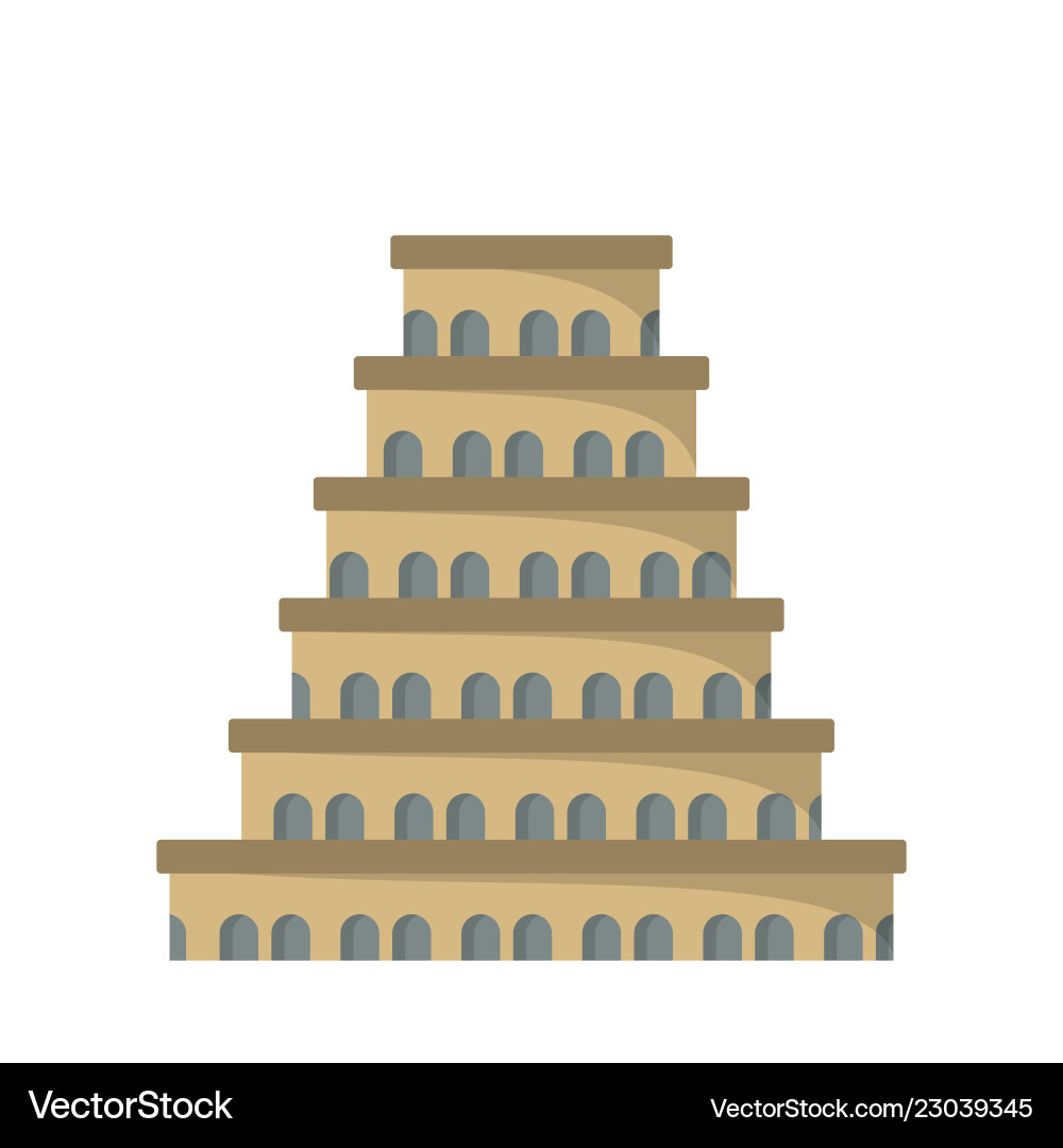 Flat icon of the tower babel Royalty Free Vector Image