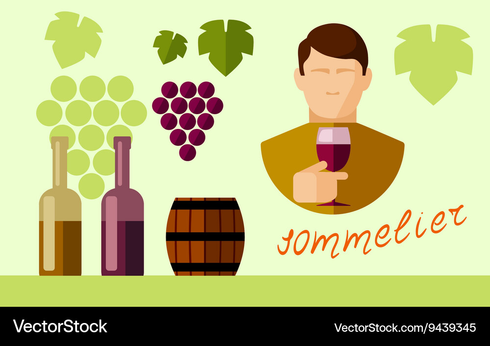 Flat icons set of winery Royalty Free Vector Image