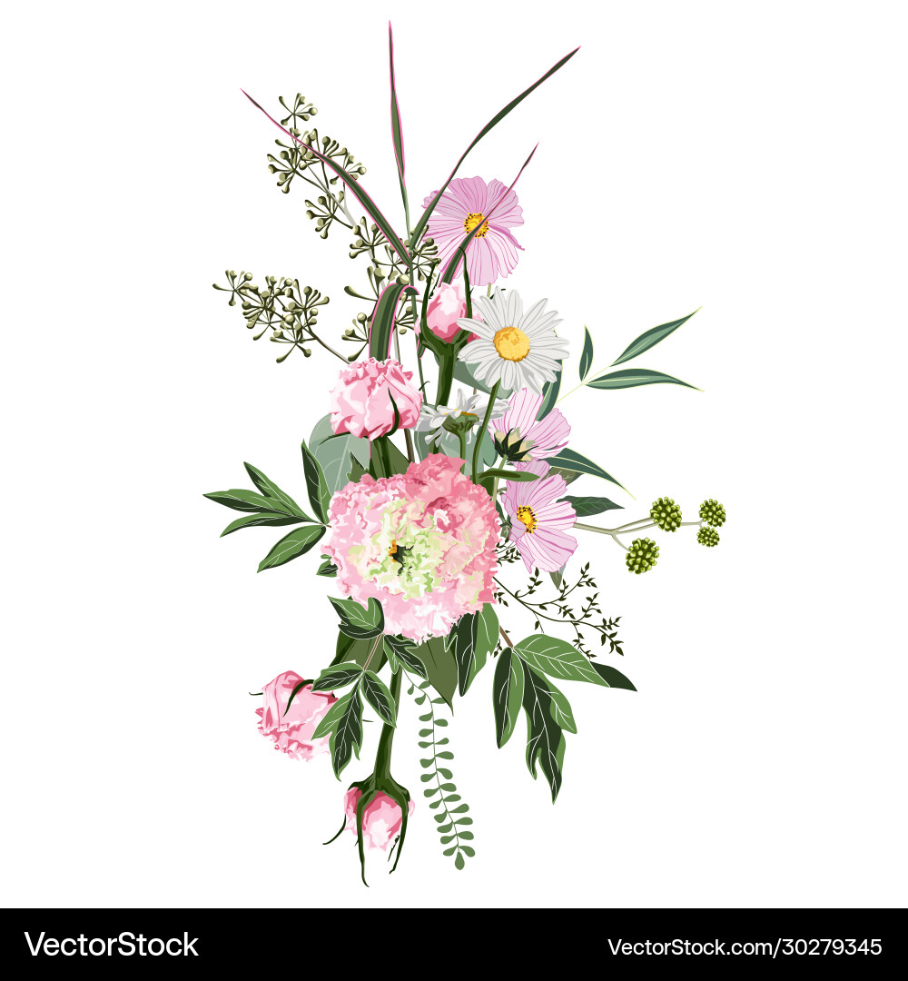Floral bouquet design element pink flower Vector Image