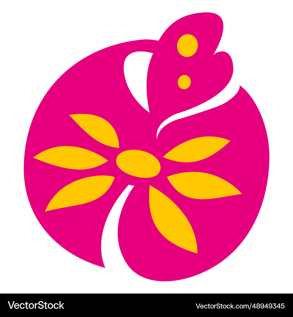 Pink flower plant icon Royalty Free Vector Image