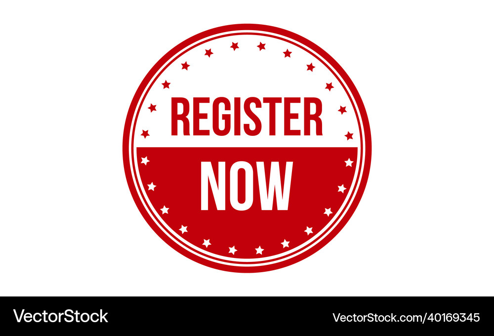 Register now rubber stamp red now rubber Vector Image